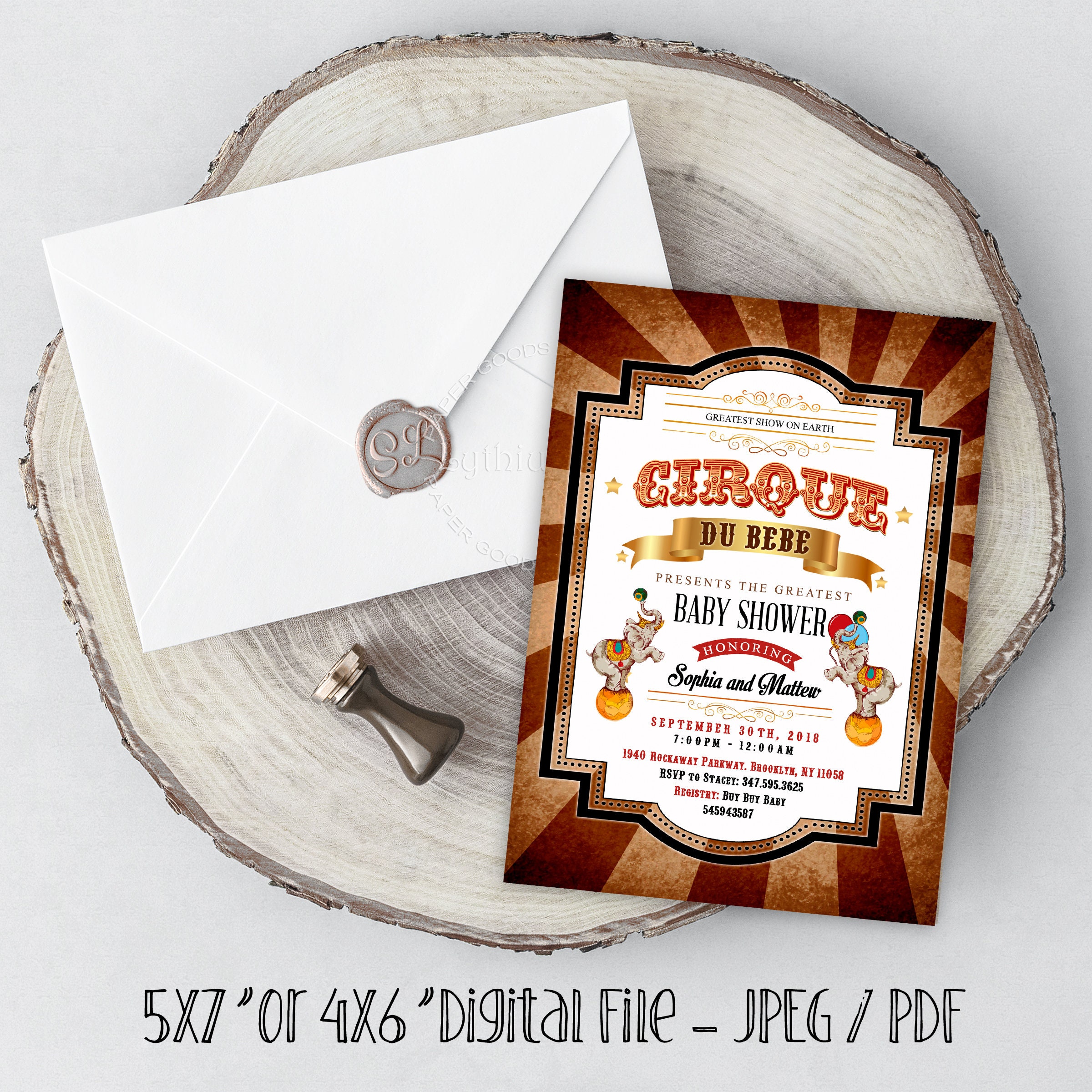 Cirque Du Bebe Invitation, Circus Baby Shower Invitation, Vintage ...