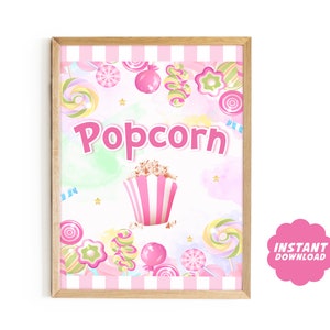 Popcorn Party Sign, Candyland Sweet Shop Birthday Decor, Party Table ...