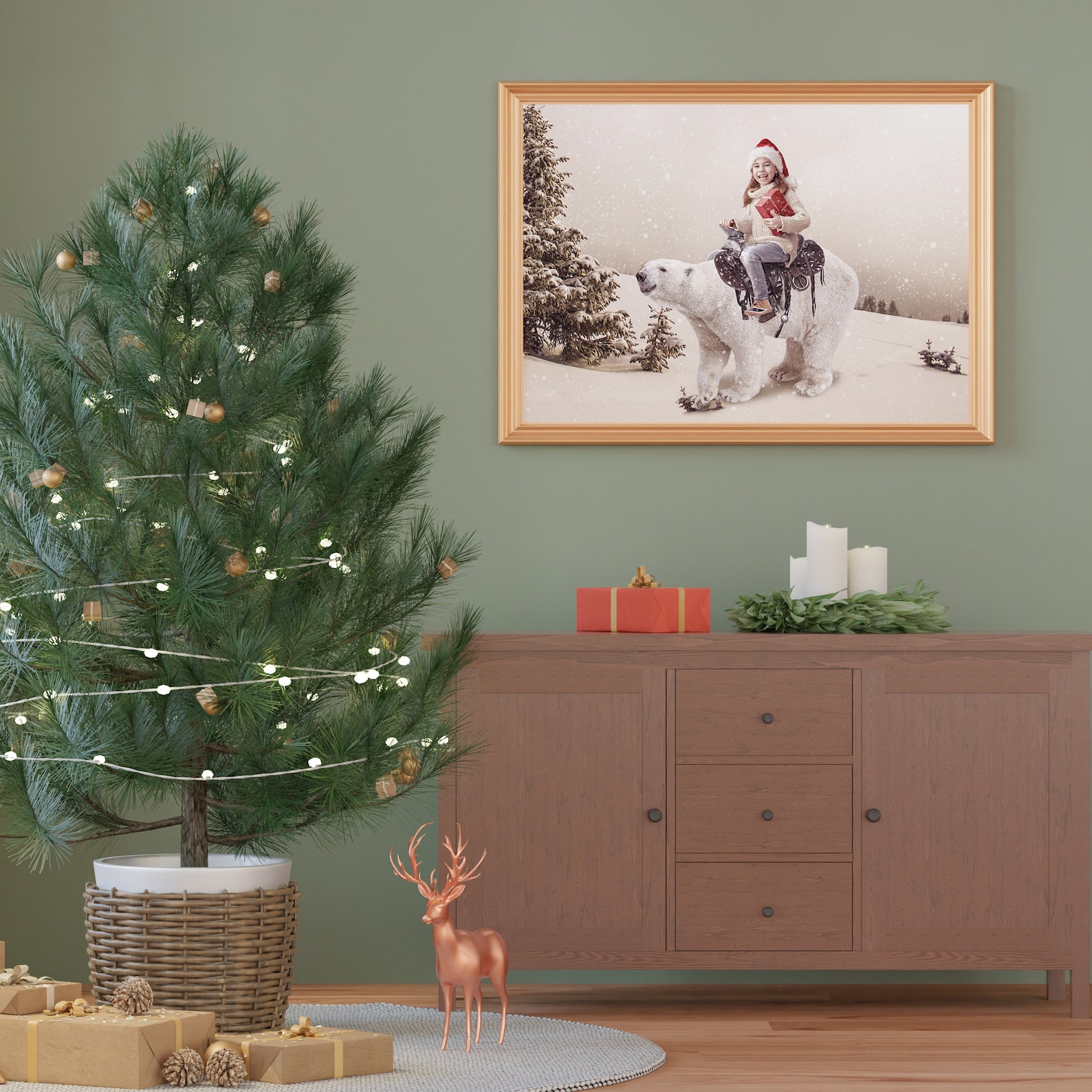 Christmas Custom Portrait From Photo, Digital Christmas Scene Photo ...