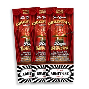 Magic Birthday Evite, Magic Show Digital Party Invitation, Mobile Phone ...