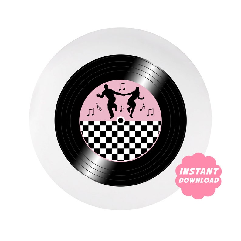50s Sock Hop Party Decorations Instant Download Charger - Etsy