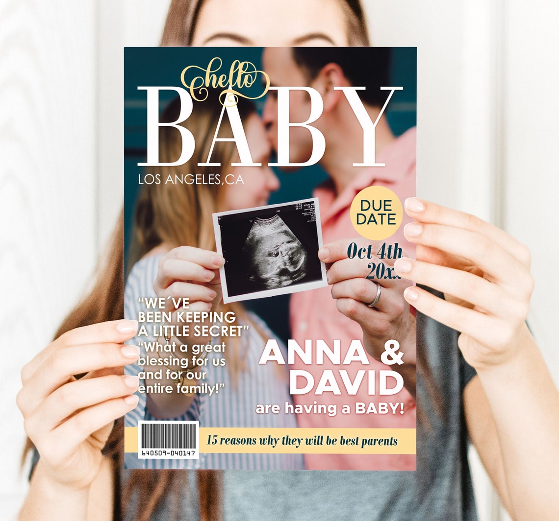 Pregnancy Announcement Magazine Cover Digital Pregnancy - Etsy