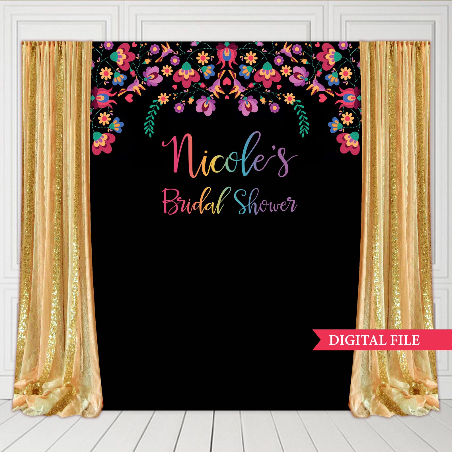 Mexican Party Backdrop Bridal Shower Fiesta Quinceañera | Etsy