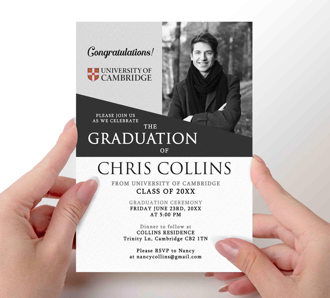 Minimalist Graduation Invitation, Simple Graduation Invitation, Elegant ...