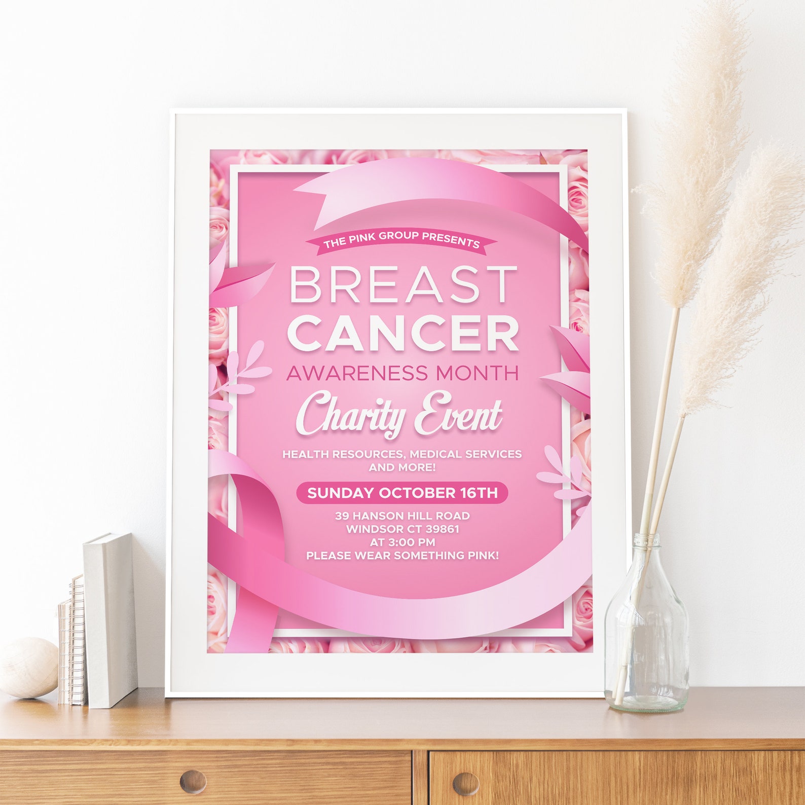 Breast Cancer Awareness Welcome Sign Printable Pink Ribbon Poster ...