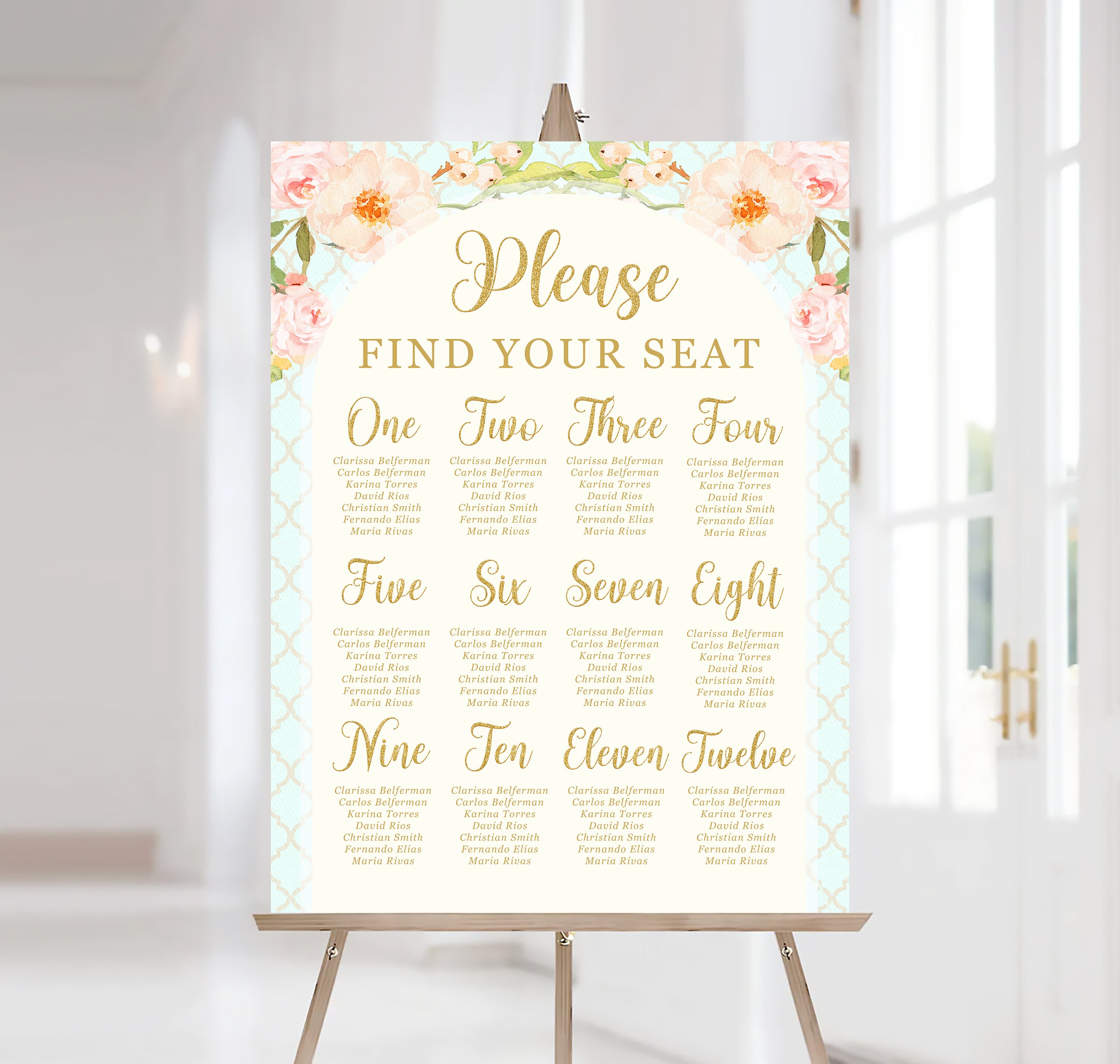 Printable Seating Chart Floral Seating Chart Personalized - Etsy