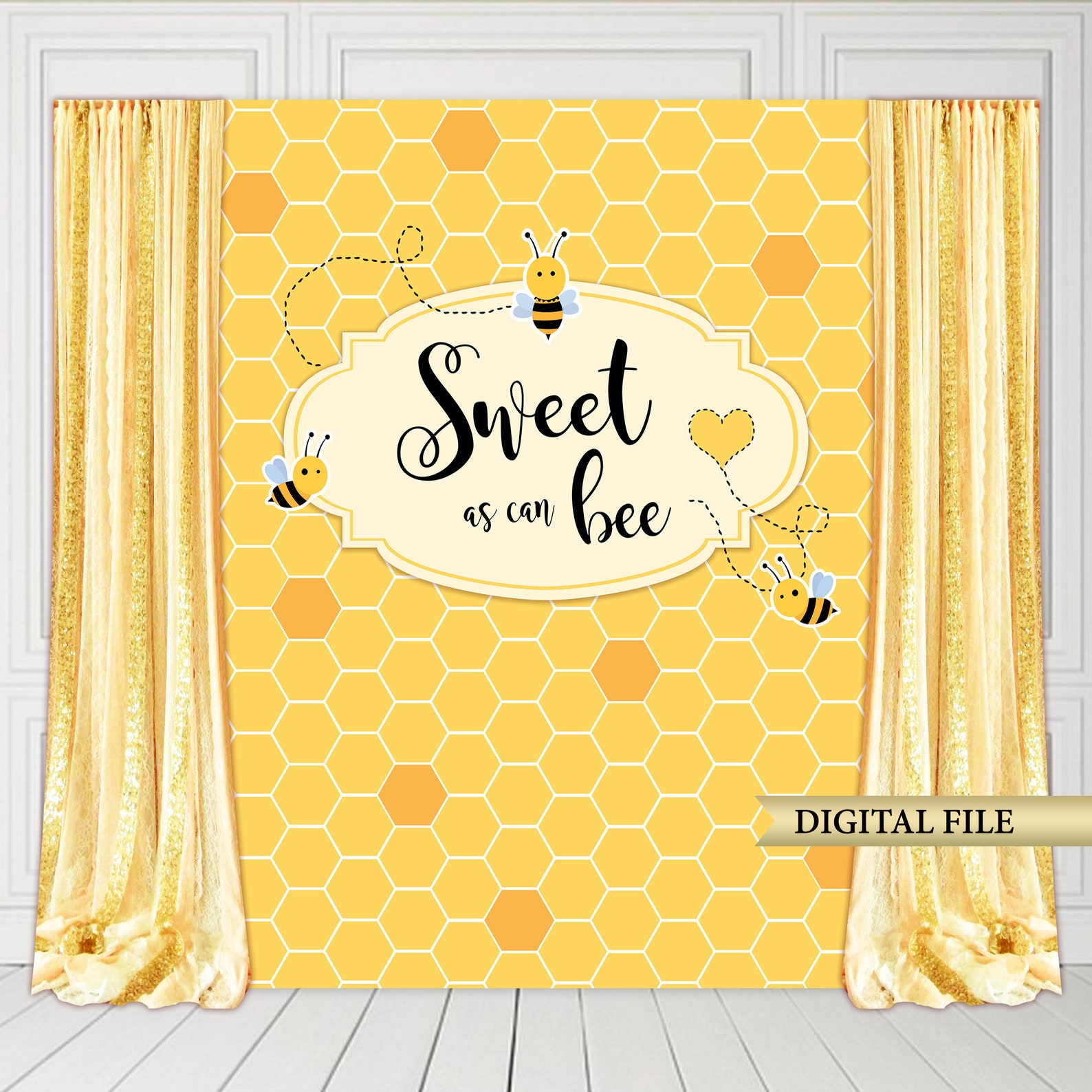 Sweet As Can Bee Backdrop Bee Baby Shower Banner Bumble Bee - Etsy España