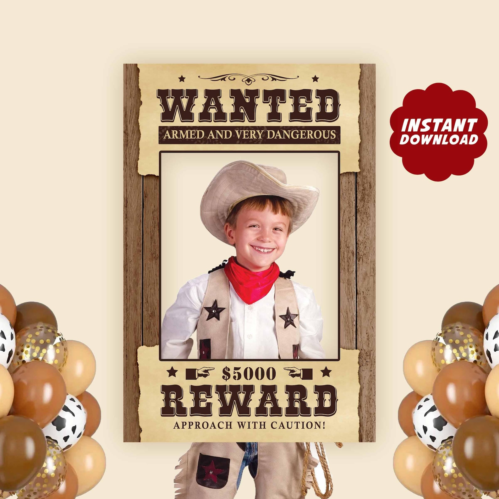 Printable Wanted Photo Booth Frame, Western Party Photo Prop Frame ...