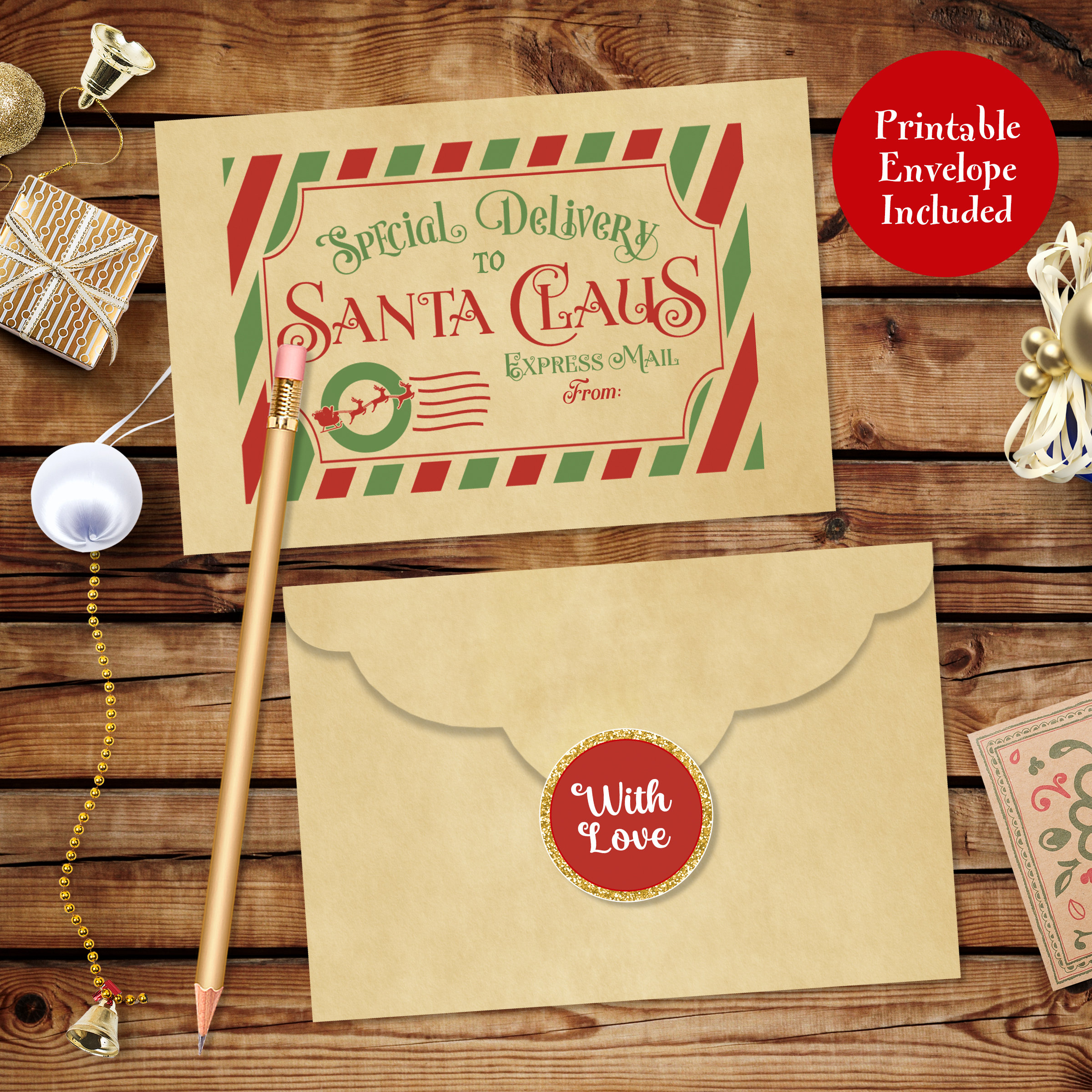 Letter to Santa Coloring Page, Santa Letter Kit With Envelope Template ...