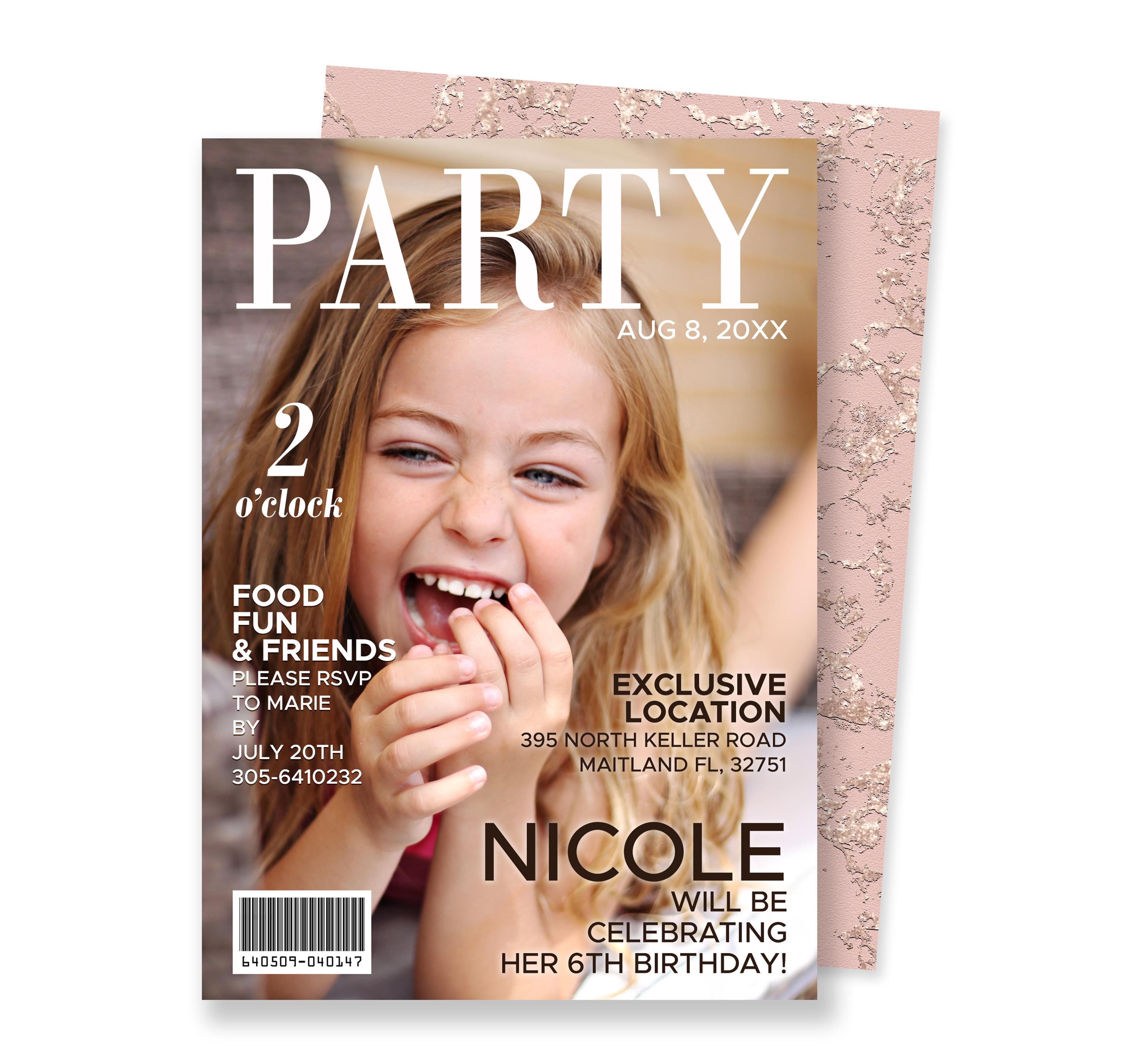 Magazine Cover Party Invitation, Personalized and Printable Fashion ...