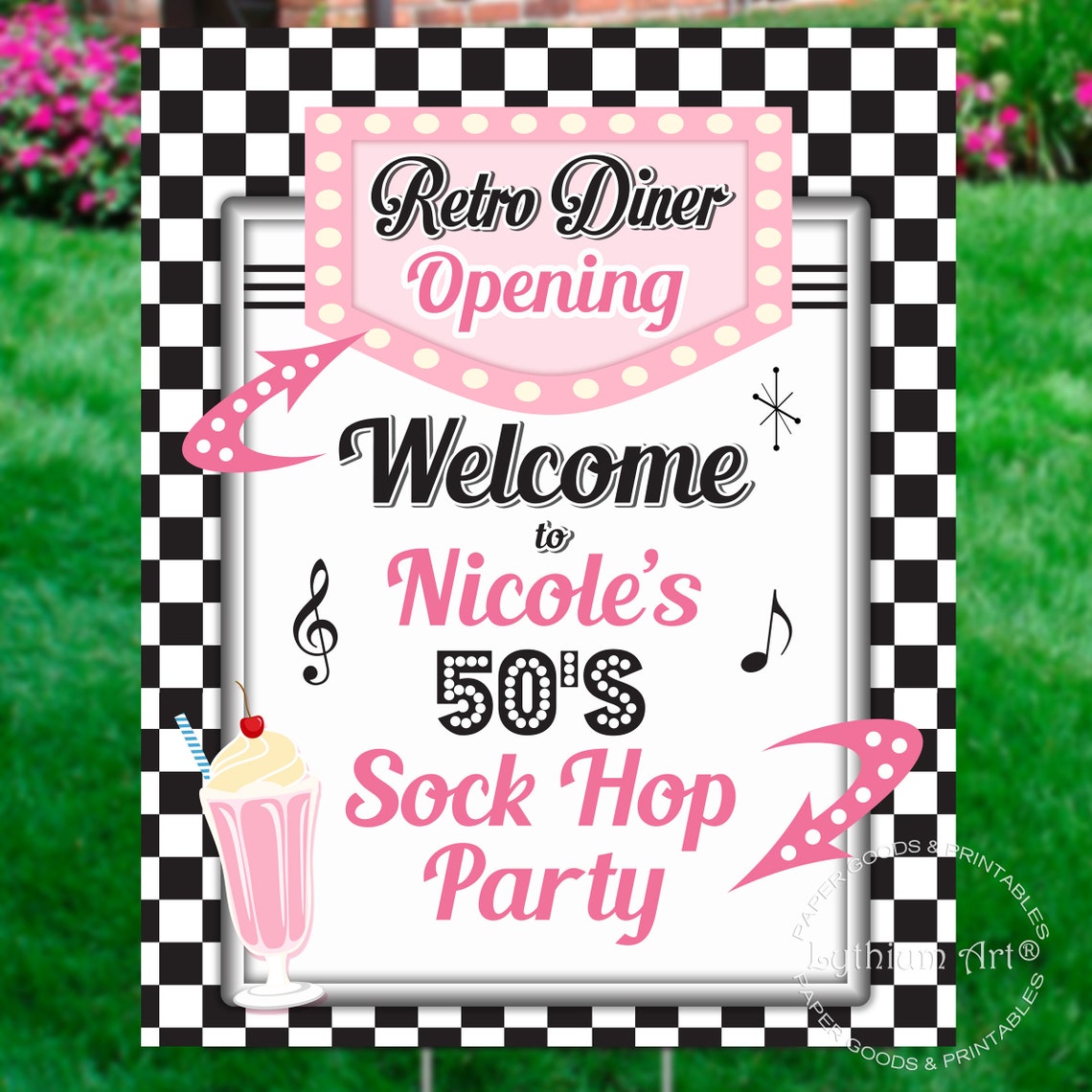 50s Sock Hop Party Welcome Sign Personalized Birthday Sign | Etsy