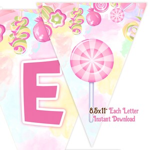 Candyland Banner, INSTANT DOWNLOAD, 8.5x11" Each Letter File, Candyland ...