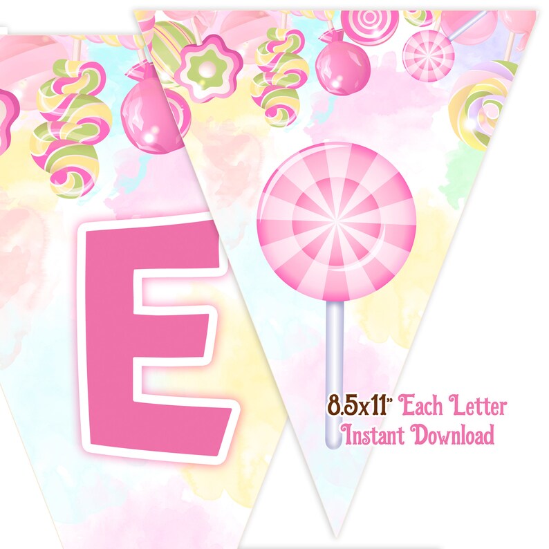 Candyland Banner INSTANT DOWNLOAD 8.5x11 Each Letter | Etsy