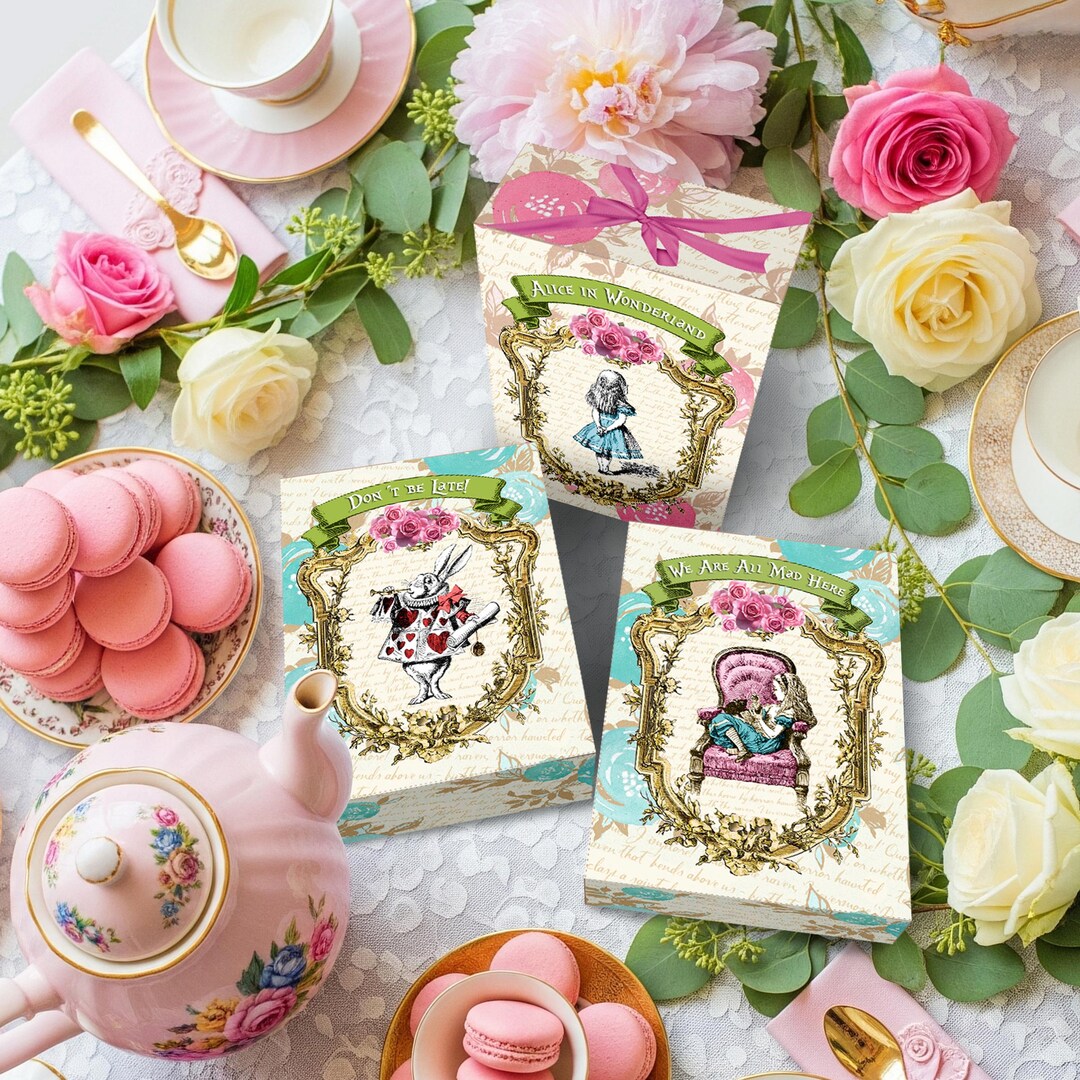 Alice in Wonderland Box Bundle, Printable Treat Favor Boxes for Tea ...
