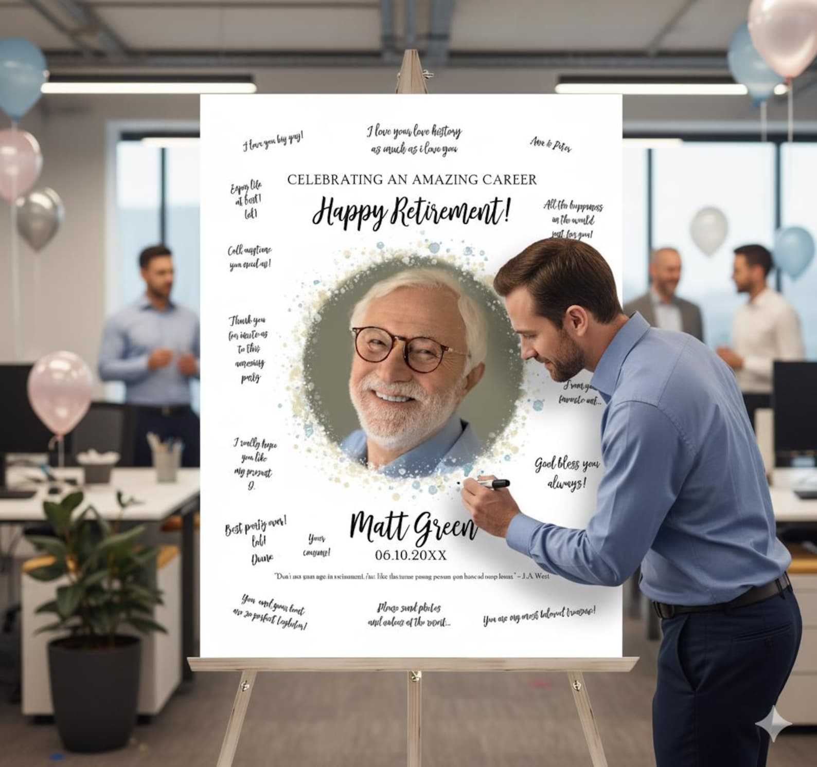Retirement Guest Book Alternative, Printable Photo Signature Poster ...