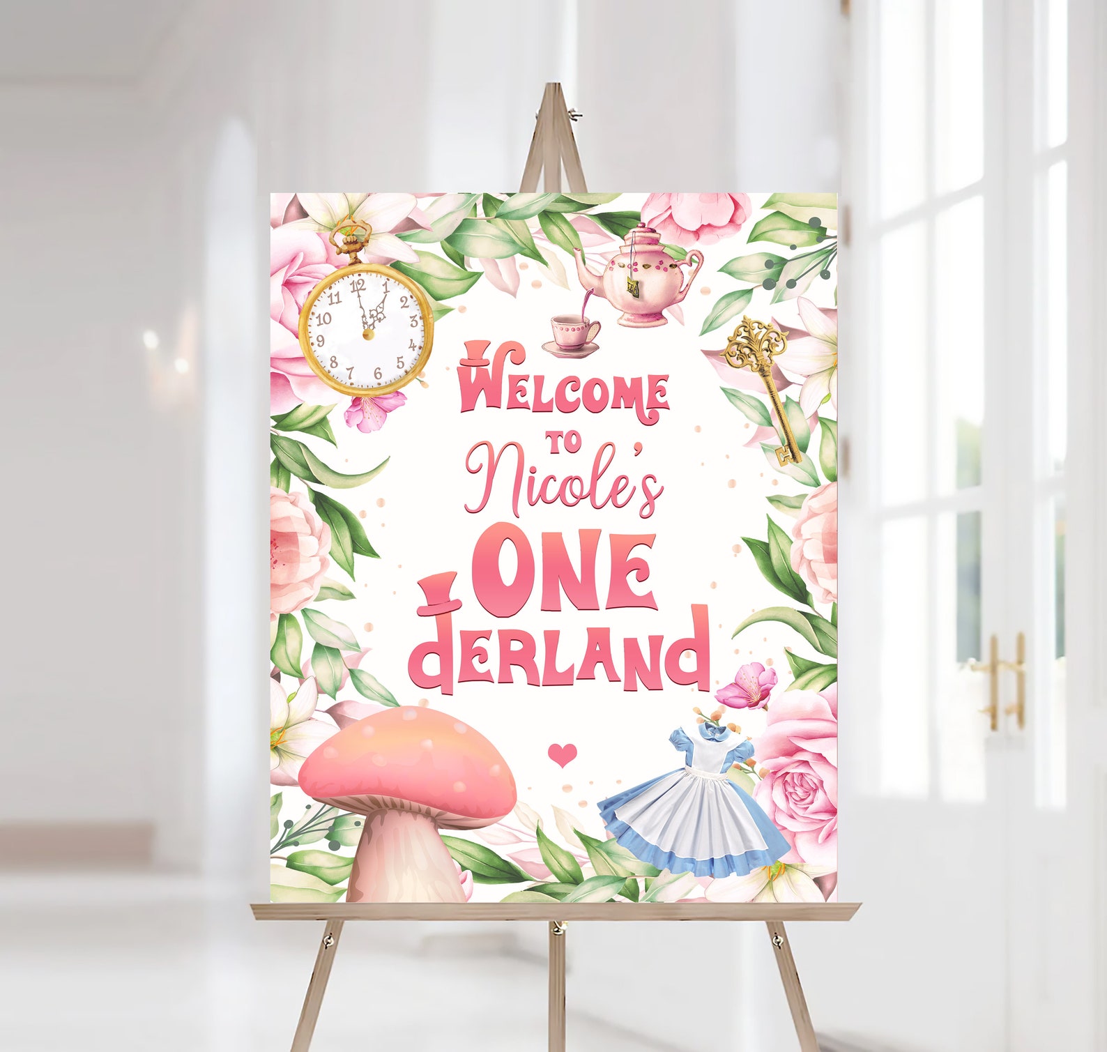 Alice in Wonderland Welcome Sign Printable and Personalized - Etsy