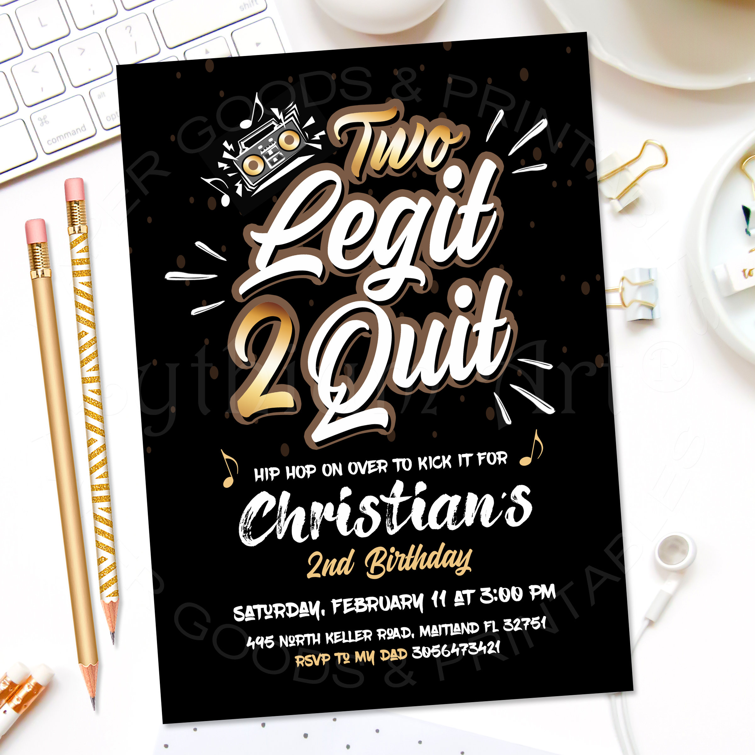 Two Legit 2 Quit Photo Invitation Printable Invite Second - Etsy España
