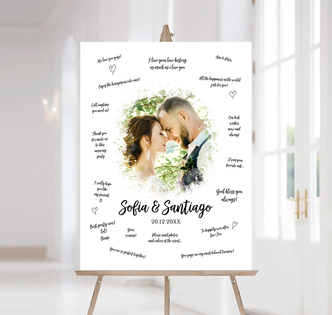 Personalized Watercolor Wedding Guest Book Poster Printable, Custom ...