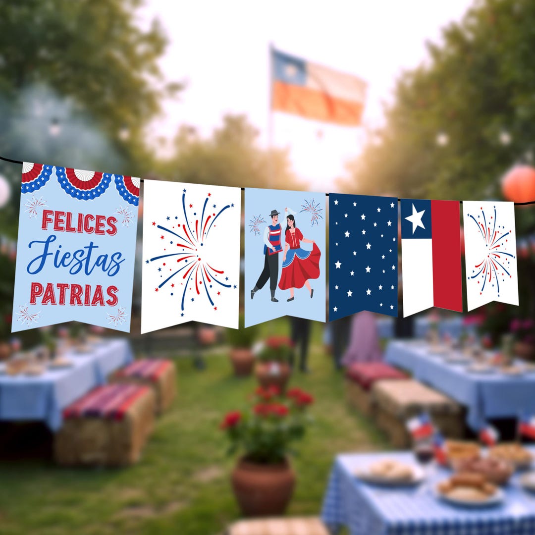 Fiestas Patrias Chile Printable Pennant Banner for Party Decorations ...