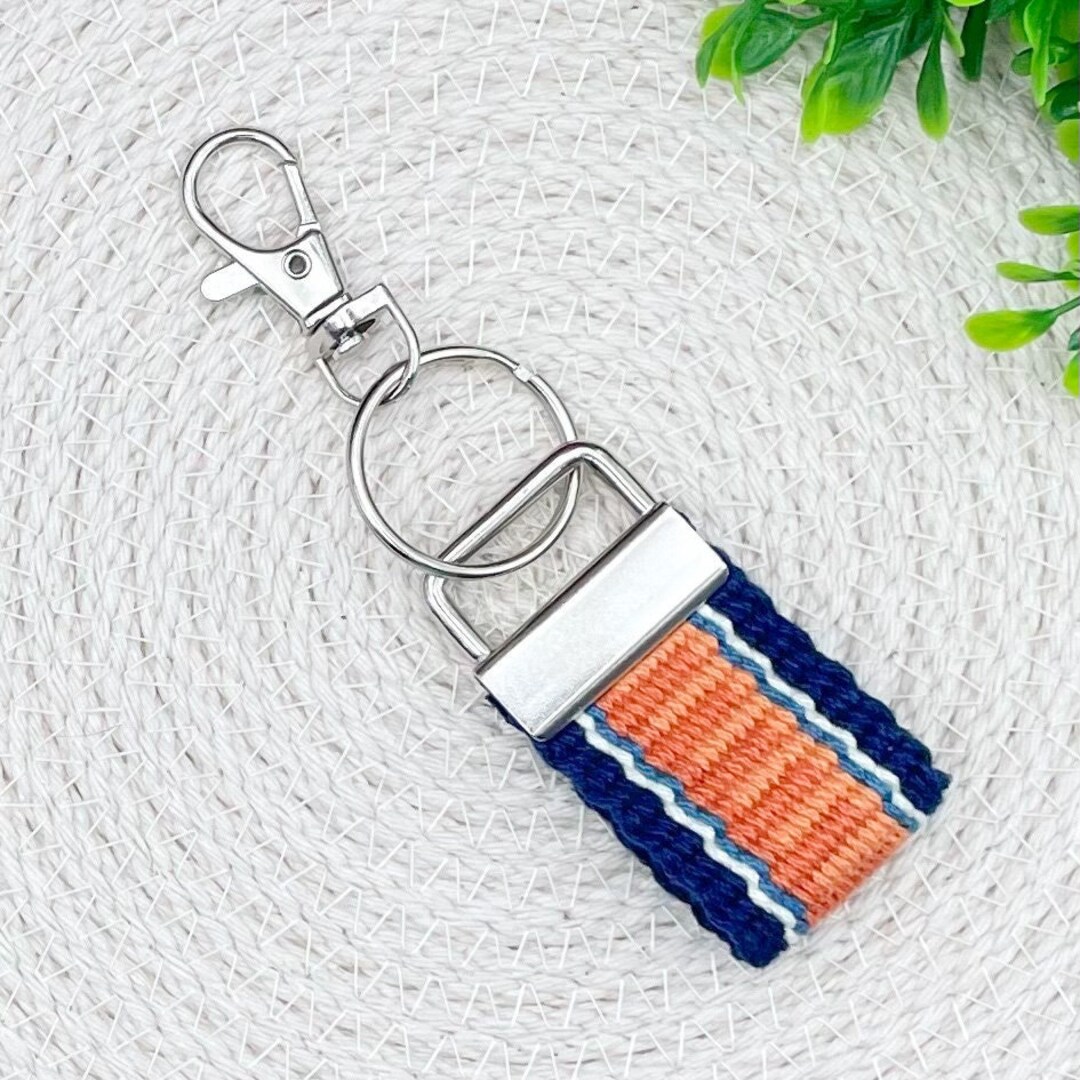 Pocket Key Chain, Navy Blue, Orange - Etsy