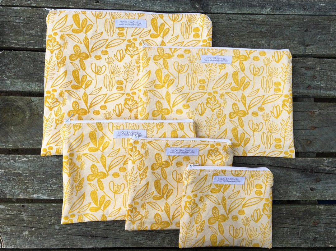 EXTRA LARGE YELLOW Reusable Snack Bags or Toiletry Bag, Food Safe ...