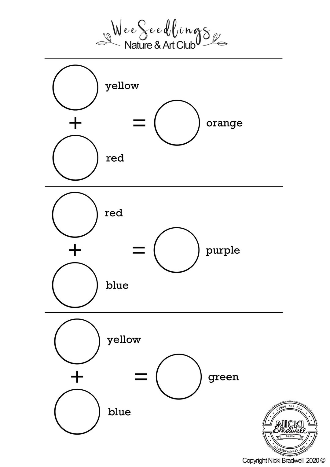 Colour Mixing Sheet by Nicki Bradwell - Etsy
