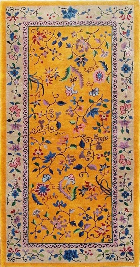 Oriental Yellow Carpet With Flowers Dollhouse Carpet 12th - Etsy