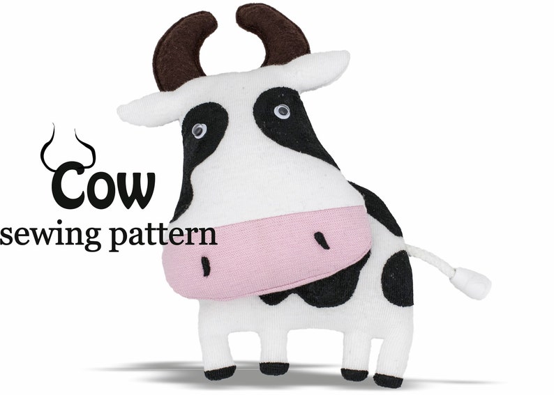 Cow Sewing Pattern DIY Soft Plush Toy Superduo Tutorials Felt | Etsy