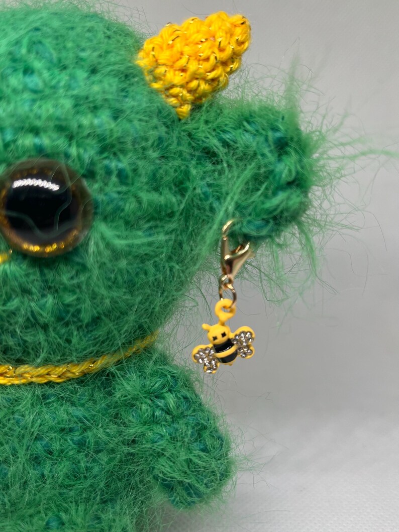 Green Fuzzy Monster Plush – Handmade Merino Wool Amigurumi Toy, Ladybug ...