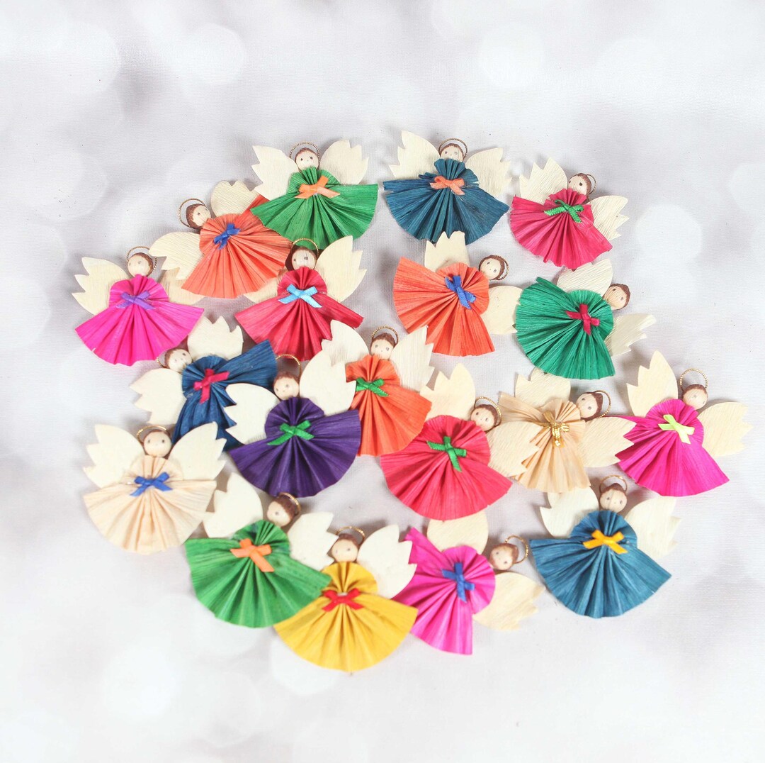 Vintage Crepe Paper Angels Folk Art Handmade Angels Corn Husk Angel ...