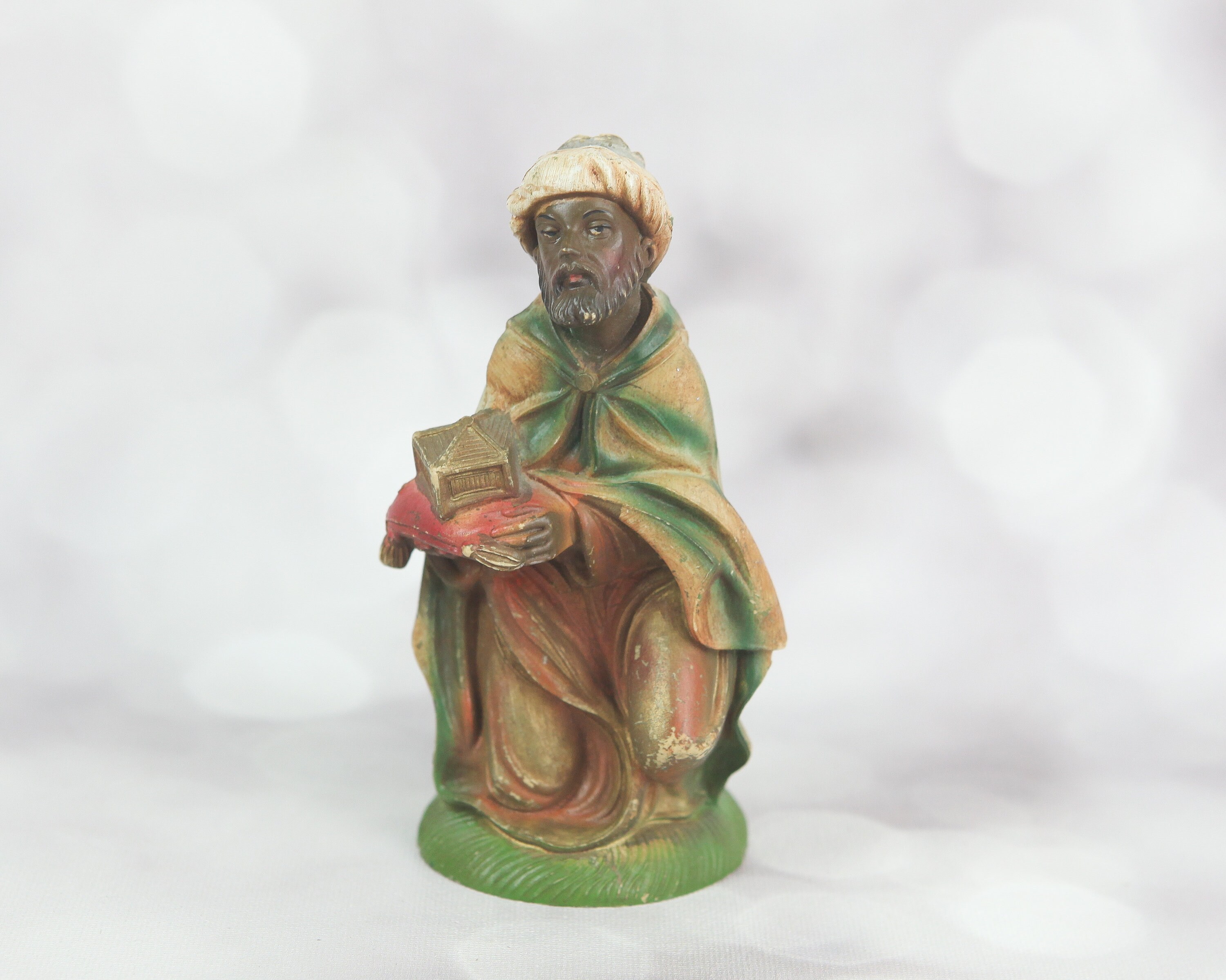 Vintage Nativity Wiseman Black Magi Balthazar Hand Painted Cast Resin ...