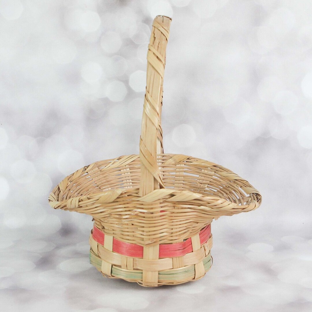 Vintage Wicker Easter Basket | Bonnet Straw Basket - Etsy