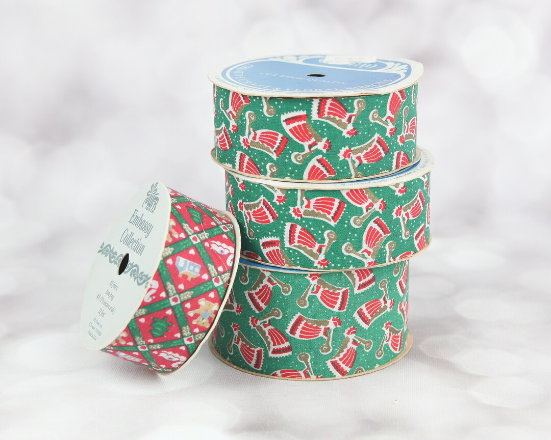 Vintage Fabric Christmas Craft Ribbon Angel Fabric Ribbon Christmas ...