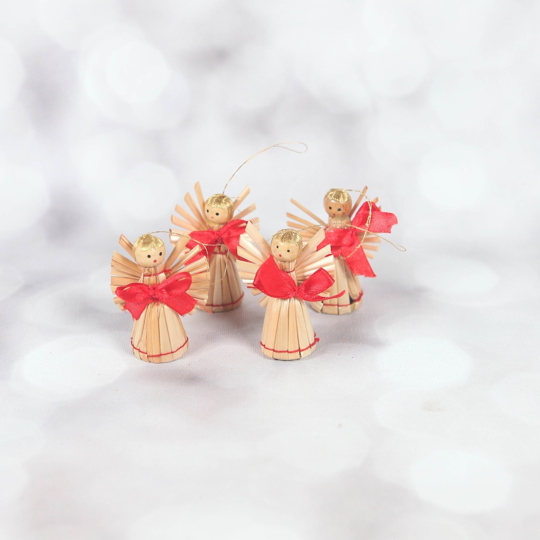 Vintage Woven Straw Angels | Miniature Swedish Angel Ornaments | Folk ...