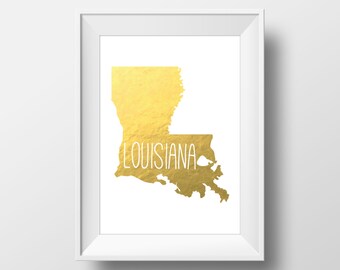 Louisiana State Art Print Unique Map Art Gift for Traveler