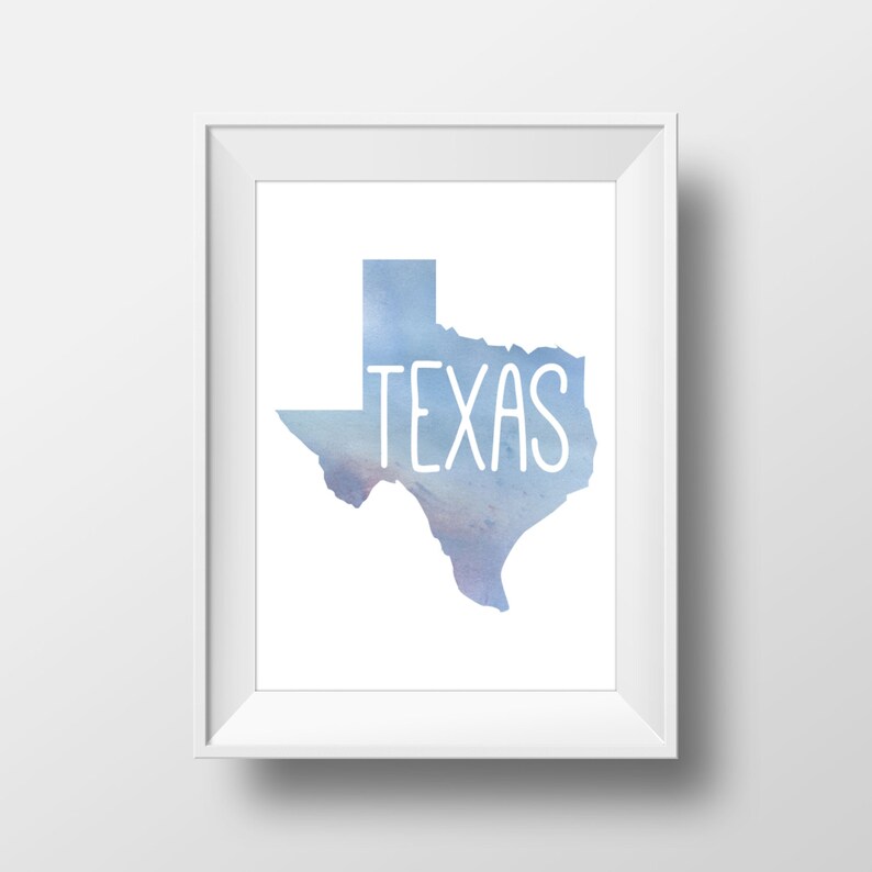 Texas State Blue Watercolor Printable Art, Texas Print, Texas Art ...