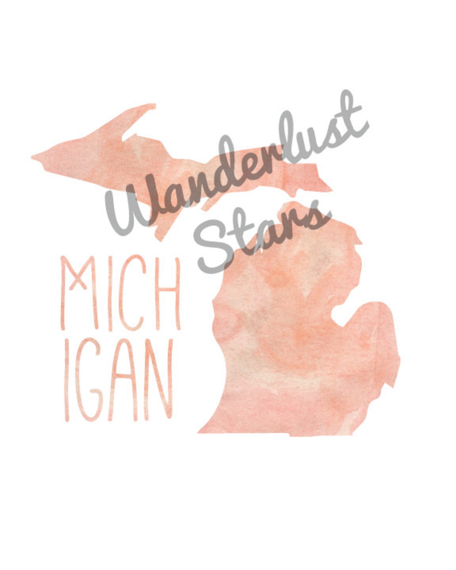 Michigan State Pink Watercolor Printable Art, Michigan Print, Michigan ...