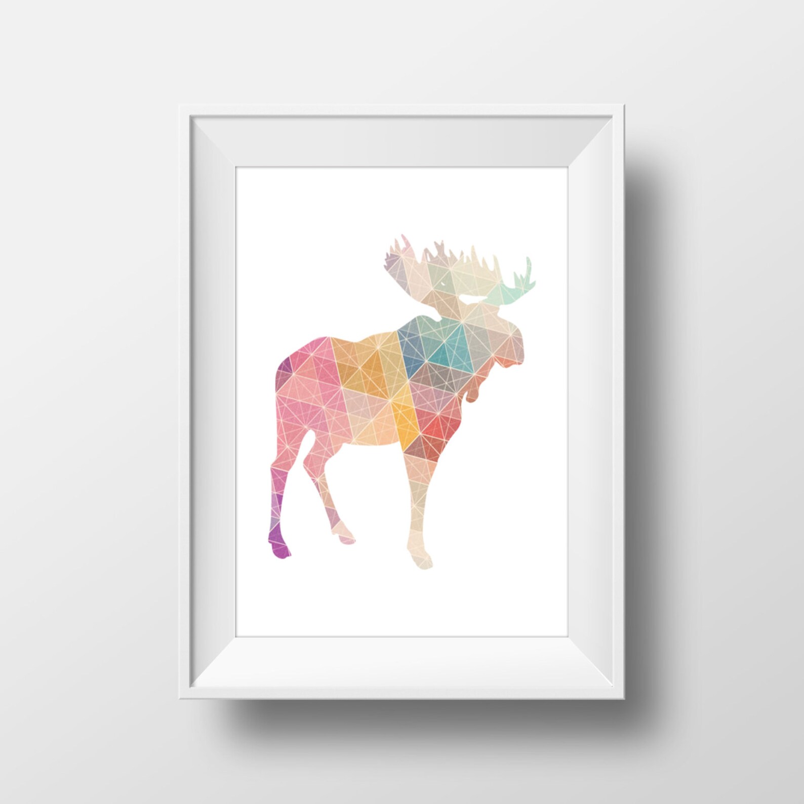 Colorful Geometric Moose Print, Moose Print, Moose Wall Art, Geometric ...