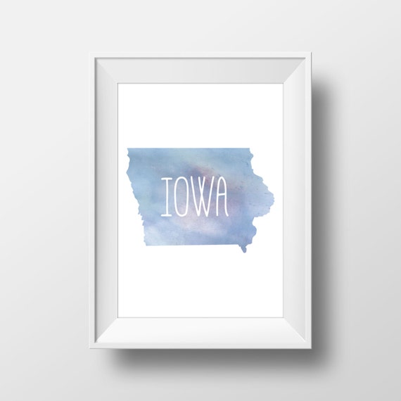 Iowa State Blue Watercolor Printable Art Iowa Print Iowa | Etsy