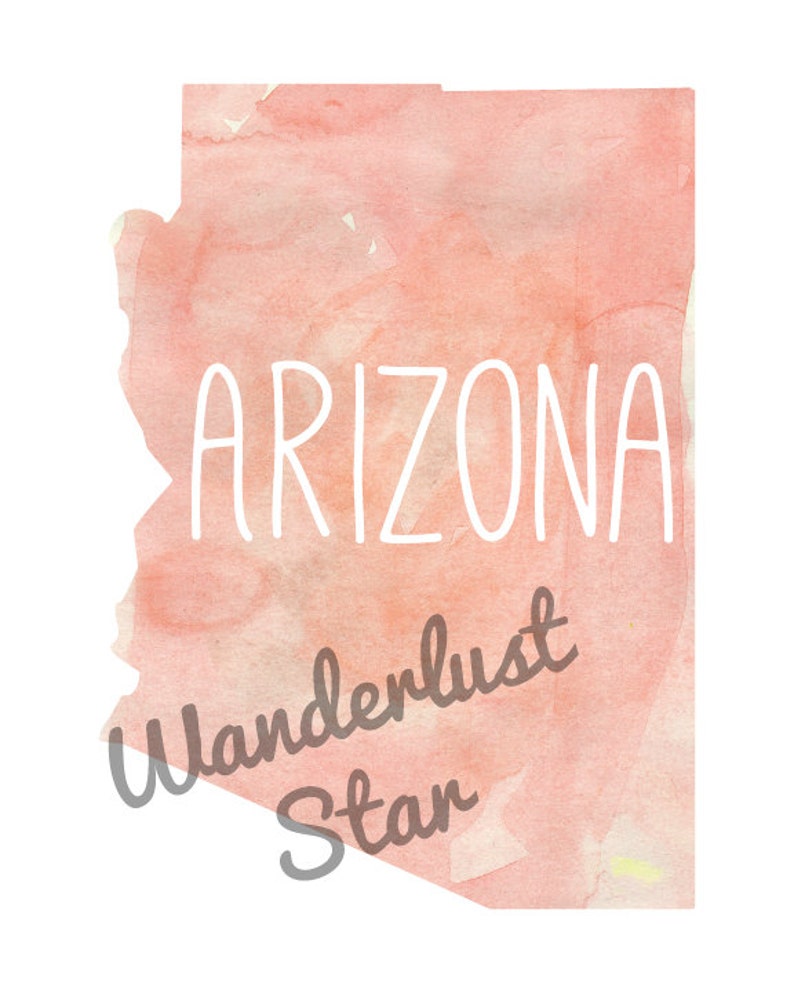 Arizona State Pink Watercolor Printable Art Arizona Print - Etsy