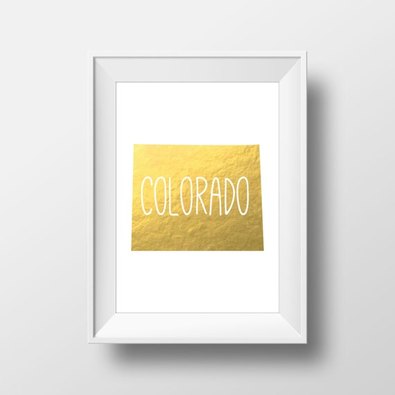 Colorado State Gold Foil Printable Art Colorado Print - Etsy