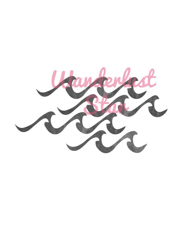 Black Waves Watercolor Print Wave Art Waves Print Ocean - Etsy