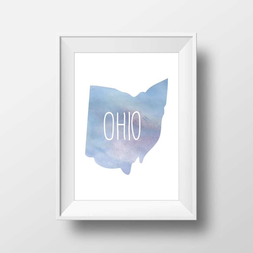 Ohio State Blue Watercolor Printable Art, Ohio Print, Ohio Art, Modern ...