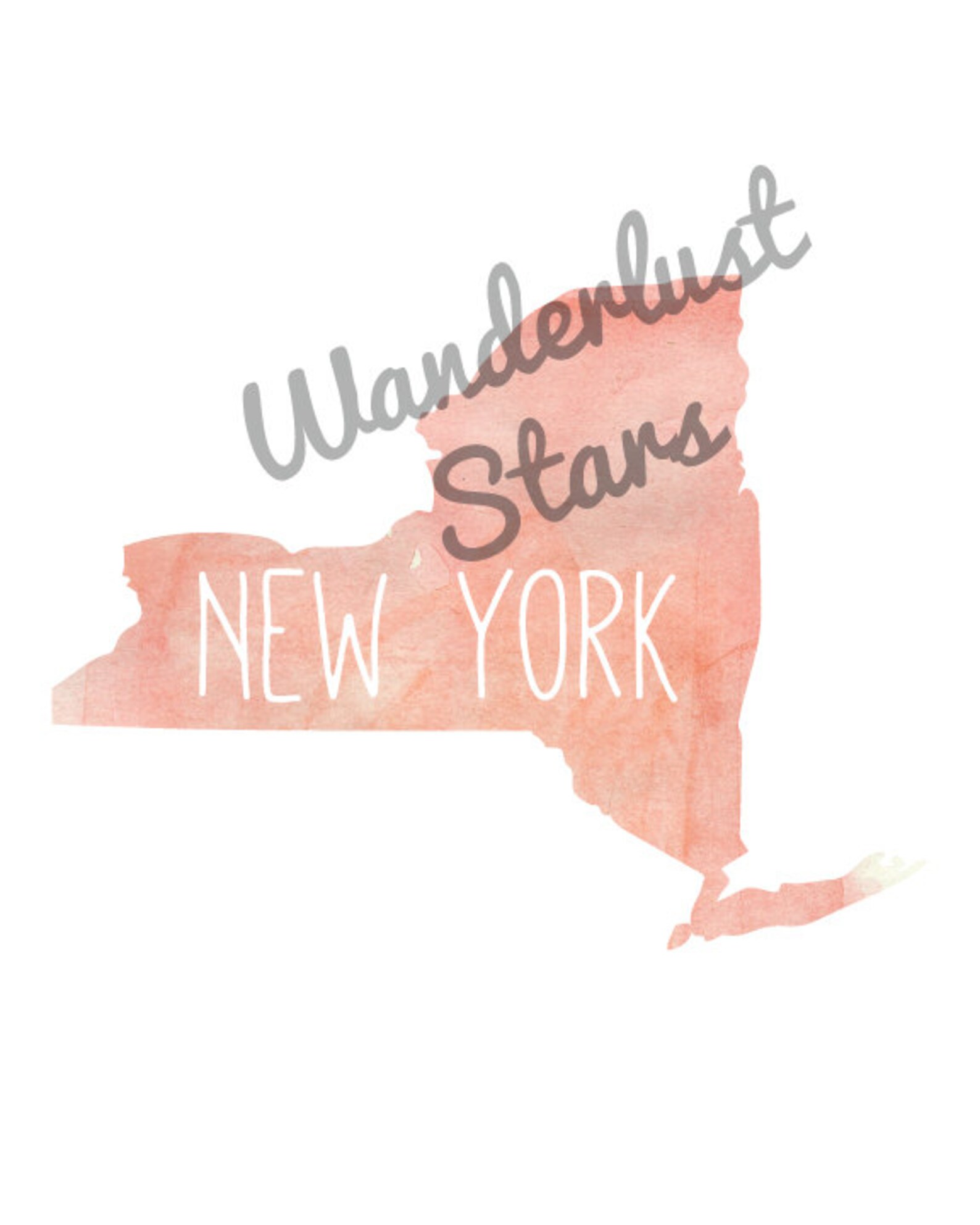 New York State Pink Watercolor Printable Art New York Print - Etsy