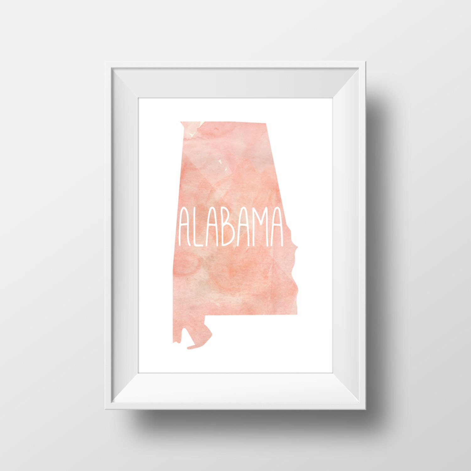 Alabama State Pink Watercolor Printable Art Alabama Print - Etsy