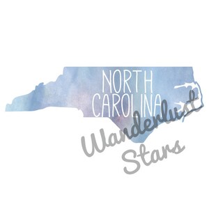 North Carolina State Blue Watercolor Printable Art, North Carolina ...
