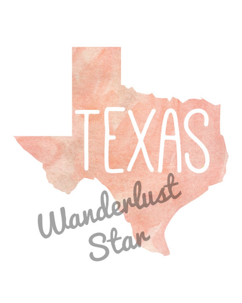 Texas State Pink Watercolor Printable Art, Texas Print, Texas Art ...