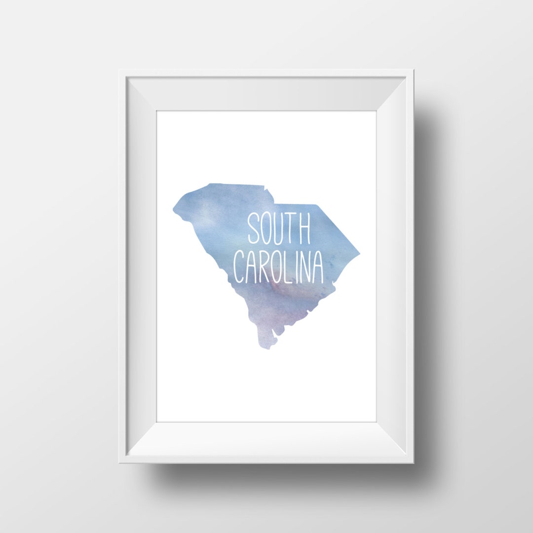 South Carolina State Blue Watercolor Printable Art, South Carolina ...