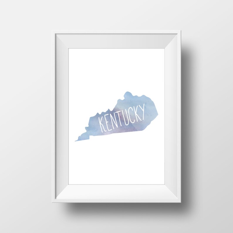 Kentucky State Blue Watercolor Printable Art, Kentucky State Print ...
