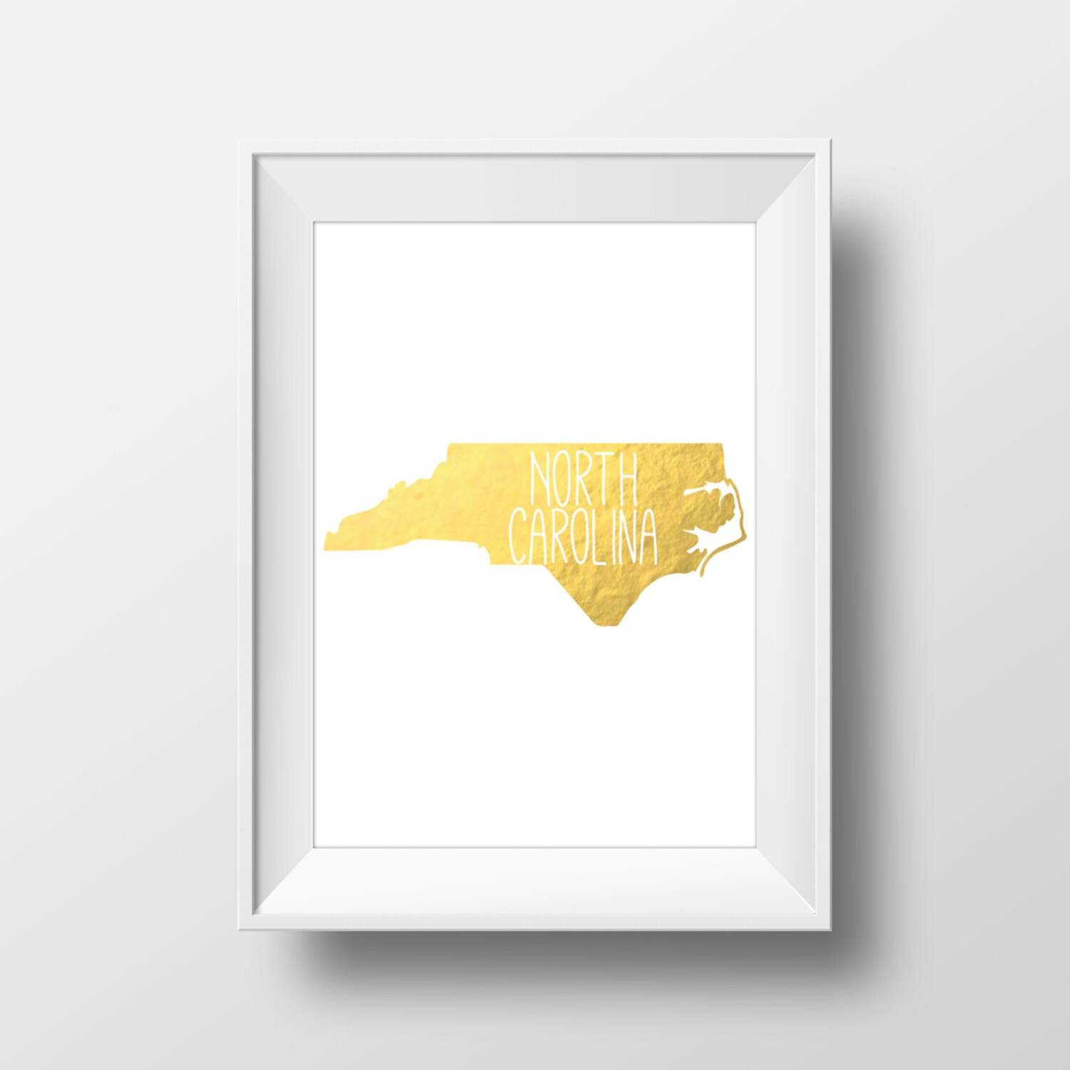 North Carolina State Gold Foil Printable Art, North Carolina Print ...